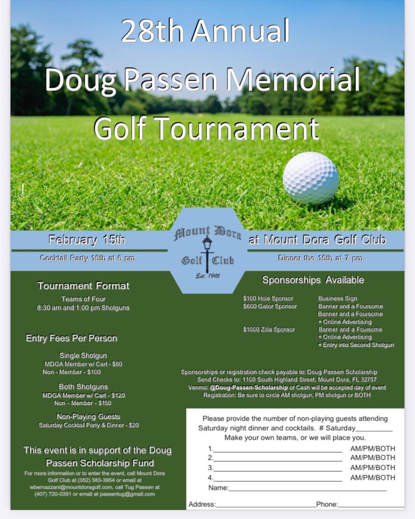 28th Annual Doug Passen Memorial Golf Tournament - Mount Dora Golf Club